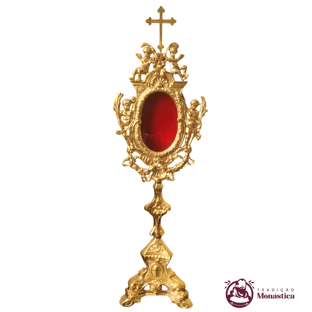 Relicário Estilo Gótico com Detalhes de Anjos - 53cm - Tradição Monástica